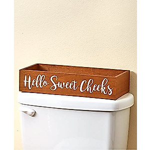 Toilet Tank Topper Tray - Hello Sweet Cheeks - Novelty Bathroom Decor
