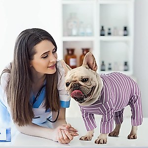 Etdane Dog Recovery Suit After Surgery, Surgical Onesies for Female Male Doggy Pet Vest Shirt Alternative Cone E-Collar Black White Plaid X-Small