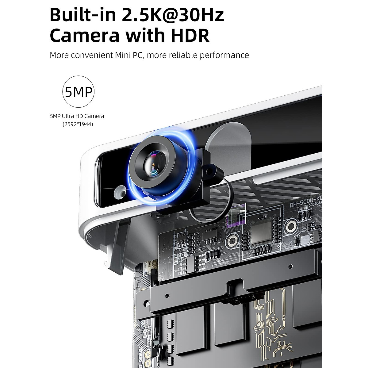 MINISFORUM MC560 Mini PC Windows 11 Pro AMD Ryzen 5 5625U 16GB RAM 512GB SSD Mini Desktop Computer with 2.5K@30Hz Camera, Dual High-Fidelity Speakers, 1xHDMI / 1X USB C / 2X USB3.2 Port