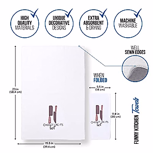 Aller Home & Kitchen Funny Kitchen Towels with Sayings. 4pc Kitchen Towel Set, Fun Pun Gadget Design - Waffle Weave Towel, Decorative Funny Dish Towels for Mom. Cute Kitchen Towels for Gifts