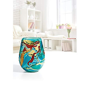 Designs by Lolita “Mermaid” Hand-painted Artisan Stemless Wine Glass, 20 oz.