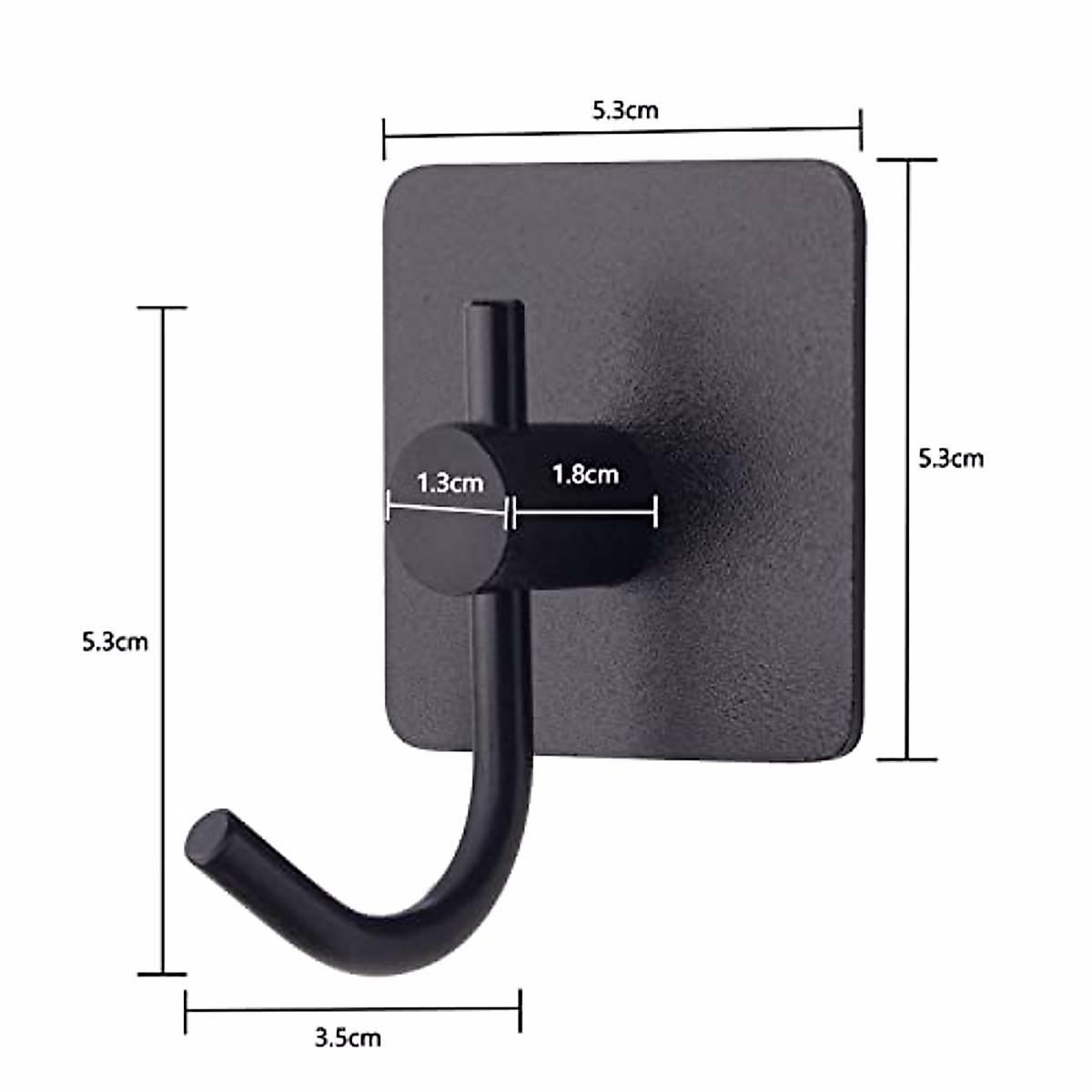 VAEHOLD Adhesive Wall Hooks, Heavy Duty Sticky Holder Waterproof Aluminum Towel Hooks for Hanging Coat, Hat, Key, Clothes, Closet Hook Wall Mount for Kitchen, Bathroom, Office (6, Black)