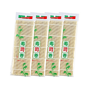 JIALEEY Bamboo Sushi Rolling Mat, 9.5x9.5 Inch, 4 PCS Set