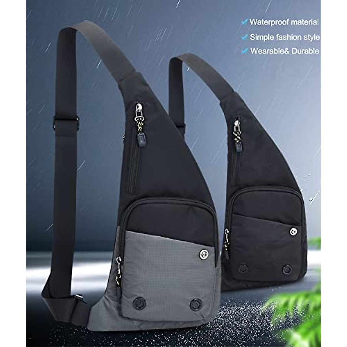 ARMADIO Waterproof Messenger Bag Sling Backpack Crossbody Shoulder Bag Travelling Hiking Daypack (Dark Green)