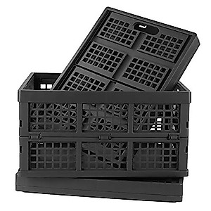 Ramddy 34 Quart Collapsible Crate, Plastic Storage Bins Basket, 3 Packs