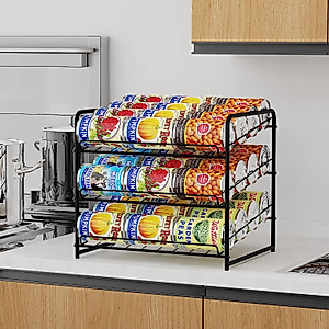Simple Trending Can Rack Organizer, Stackable Can Storage Dispenser Holds up to 36 Cans for Kitchen Cabinet or Pantry, Black