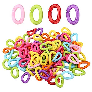 100Pcs Plastic Bird C-Clips Hooks Chain Links DIY Parrot Toys Mix Color for Parrots