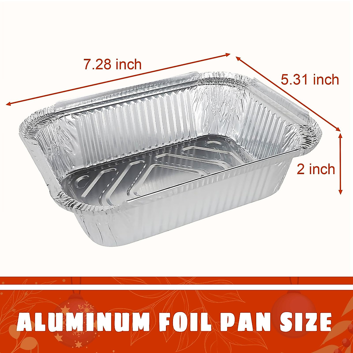 MorTime Christmas Aluminum Pans with Lids, 56 Pcs Disposable Foil Pans with Christmas Themed Lids Foil Food Containers for Leftovers Holiday Treats