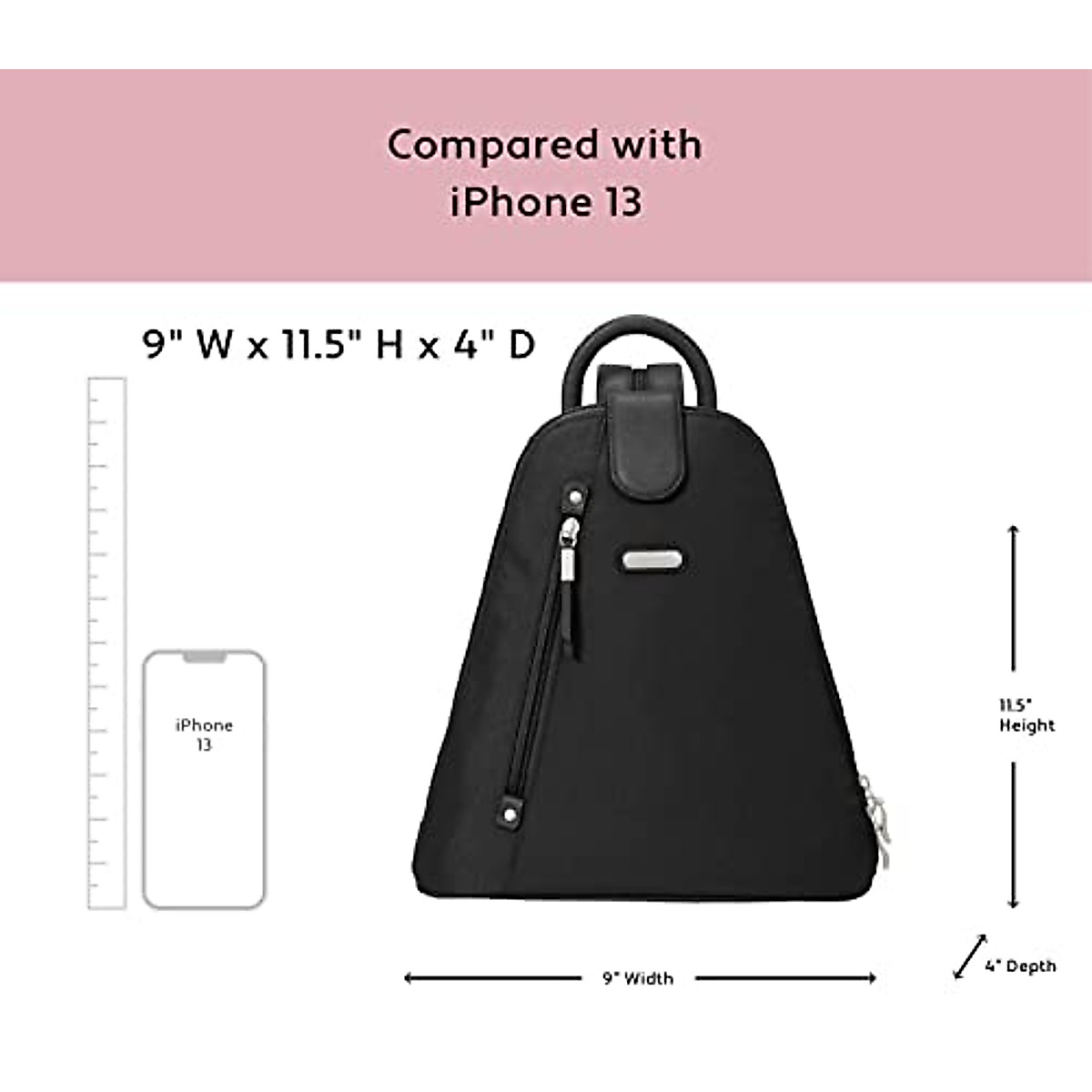 Baggallini Womens Metro Backpack With Rfid Wristlet Handbags, Black, One Size US