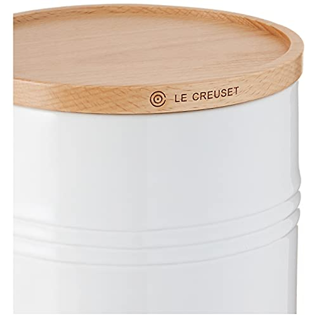 Le Creuset Stoneware Canister with Wood Lid, 2.5 qt. (5.5" diameter), White