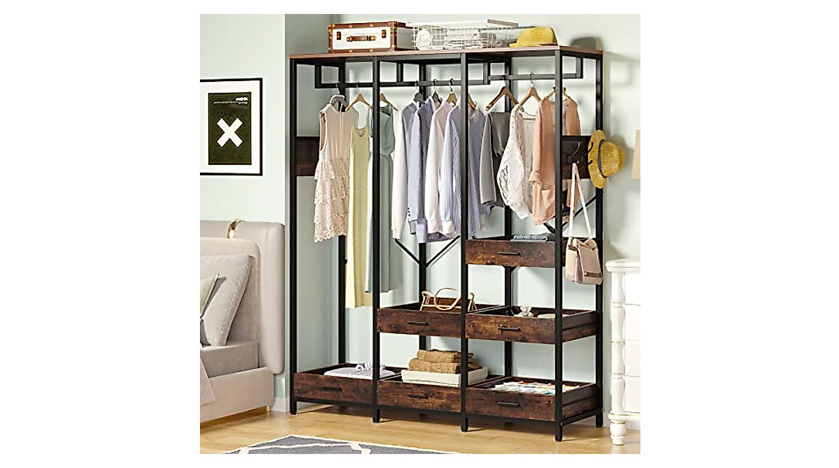 Tribesigns Closet Organizer with 6 Drawers & Double Rods