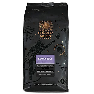 Copper Moon Whole Bean Coffee, Dark Roast, Sumatra Blend, 5 Lb
