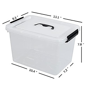 Utiao 12 Quart Plastic Bin with Handles, Clear Latching Storage Box, 1 Pack