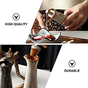 Cabilock Ceramic Soy Sauce Bottle Porcelain Vinegar Pot Olive Oil Pot Container Dispenser Beauty Cosmetic Storage Jar for Home and Salon White