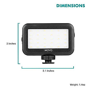 Movo LED-30 Mini LED Light Panel with Adjustable Brightness and Rechargeable Battery - Portable Light Perfect for Photography, Videos, and More