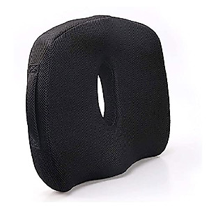 HHWKSJ Cushion - Use for Chairs, Car, Office, Commute, Airplane, Wheelchair - Portable - Relieve Sciatica, Coccyx/Tailbone & Chronic Back Pain Relief - Ergonomic Comfort - Long Lasting (Black)