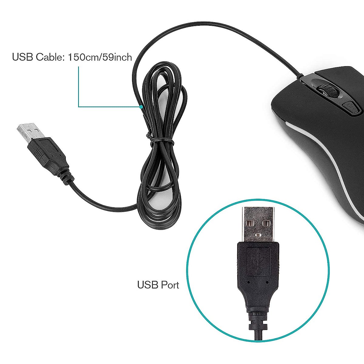 Rii RM105 Wired Mouse,Computer Mouse with Colorful RGB Backlight,Comfortable Grip Ergonomic Optical,USB Wired Mice Support Windows PC, Laptop,Desktop,Notebook,Chromebook