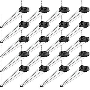 BBOUNDER 20 Pack Linkable LED Shop Light with Reflector, Super Bright 6500K Cool Daylight, 4400 LM, 4 FT, 48 Inch Integrated Fixture for Garage, 40W Equivalent 250W, Surface & Suspension Mount, Black