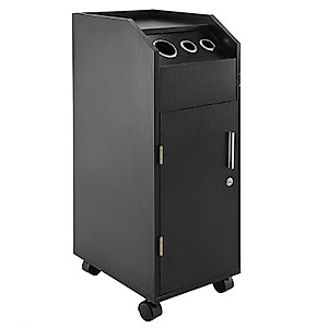 Happybuy Salon SPA Beauty Hairdressing Cart Storage Trolley with 4 Drawers Rolling Wheels Lockable 2 Keys w/Hairdryer Holder Space-Saving Side Tray (Black)