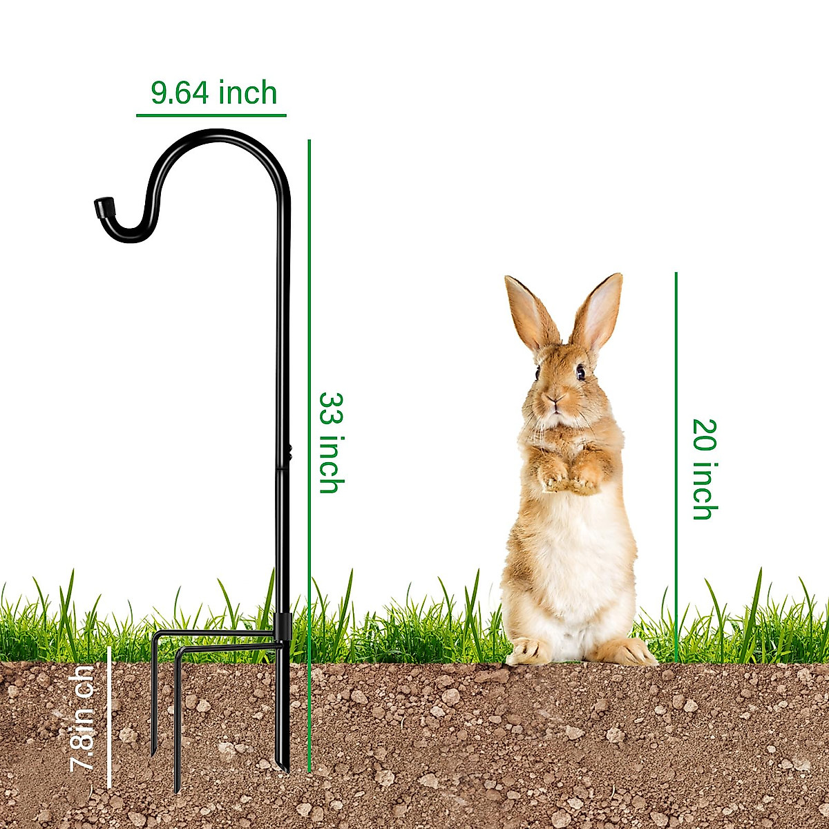 GOFORWILD Shepherd Hook 2 Pack Black, 33 inches Tall, Made of Premium Metal for Garden Decor, Plant Hanger, Lantern Hook, Solar Light Hanging, 7011