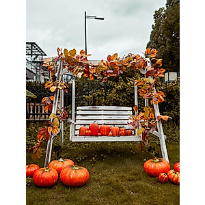 Anna's Whimsy 13FT Thanksgiving Garland, Leaf Garland with Pumpkin and Pine Cone,Hanging Autumn Garland for Door Wall Staircase Porch Balcony Fireplace Fall Decor Indoor Thanksgiving Decor