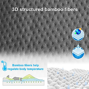 Hansleep Memory Foam Queen Mattress Topper, Queen Mattress Pad Cover with Deep Pocket, Breathable Pillow Top Mattress Topper Queen with Gel Foam, 60x80 Inches, Charcoal