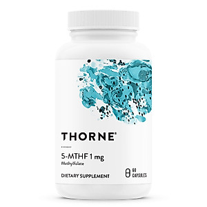 THORNE 5-MTHF - Methylfolate (Active B9 Folate) Supplement - Supports Cardiovascular Health, Fetal Development, Nerve Health, Methylation, and Homocysteine Levels - 60 Capsules - 5-MTHF 1mg