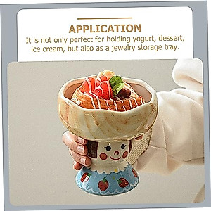 USHOBE Dessert Bowl Concrete Tray Decorative Trays Dessert Tray Footed Serving Bowl Fruit Dessert Bowl Footed Trifle Bowl Ice Cream Bowl Salad Bowl Ceramic Ice Cream Bowl Blue Plate