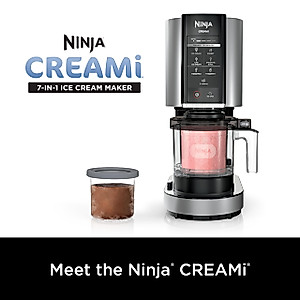 Ninja NC301 CREAMi Ice Cream Maker, for Gelato, Mix-ins, Milkshakes, Sorbet, Smoothie Bowls & More, 7 One-Touch Programs, with (2) Pint Containers & Lids, Compact Size, Perfect for Kids, Silver