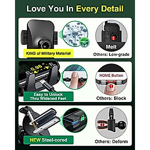 VANMASS Universal Car Phone Mount,【Patent & Safety Certs】 Upgraded Handsfree Dashboard Stand, Phone Holder for Car Windshield Vent, Compatible iPhone 14 13 12 11 Pro Max Xs XR X, Galaxy (Green)