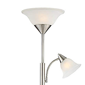 360 Lighting Jordan Modern Tree Torchiere Floor Lamp Standing 3-Light 71 1/2" Tall Brushed Nickel Silver Alabaster Glass Shades Decor for Living Room Reading House Bedroom Office