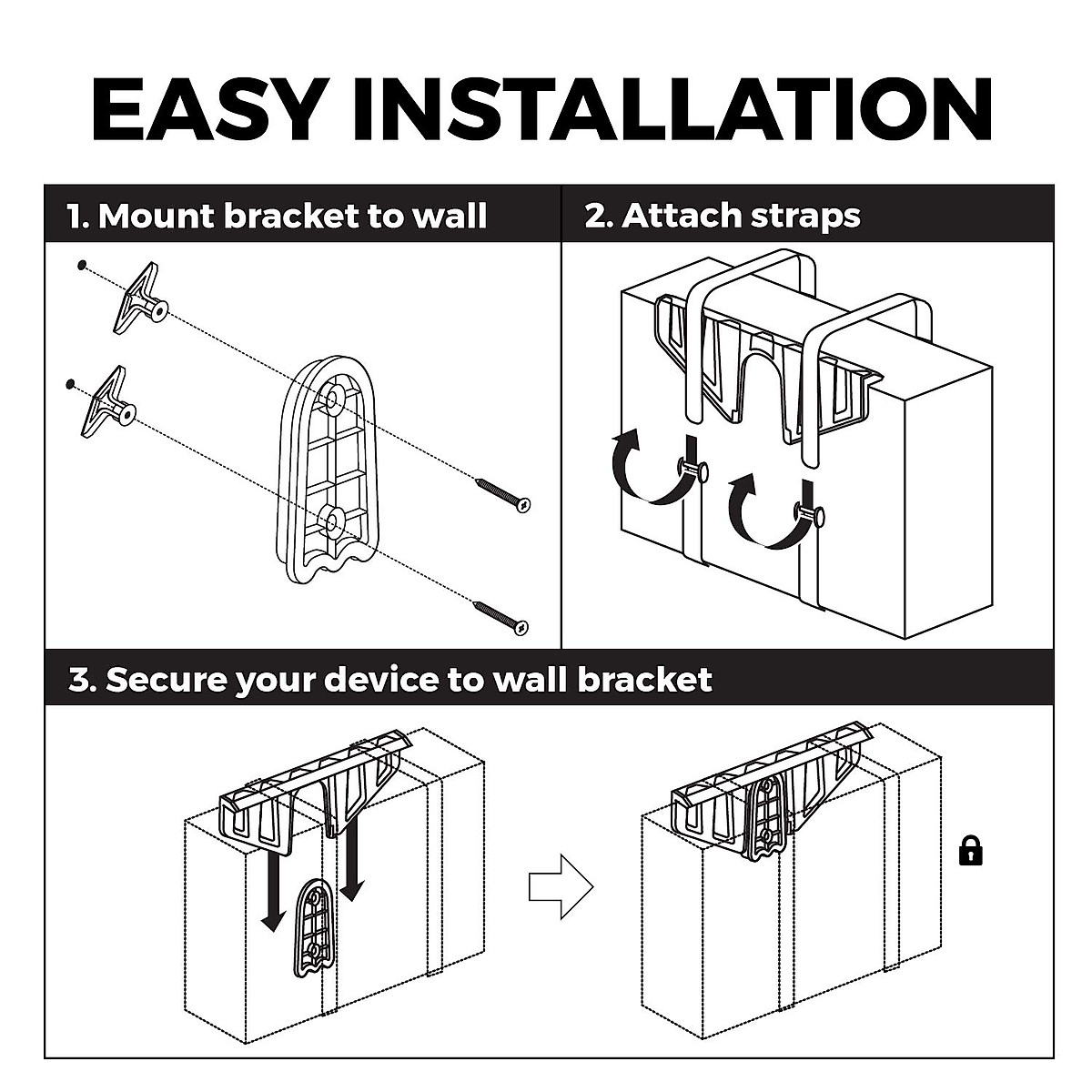 HumanCentric Universal Wall Mount (White) | Adjustable Mount for Cable Boxes, Gaming Consoles, DVD Players, Routers, Modems, and More