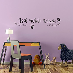 PLIGREAT Look What I Made Quotes Wall Stickers, Removable Vinyl Peel and Stick Wall Decals for Nursery Playroom Children Bedroom Wall Decoration Kindergarten Classroom Home Indoor DIY Wall Art Decor