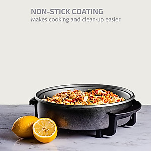 12-Inch Nonstick Electric Skillet - Aluminum Coated Grill Pan & Glass Lid Cover