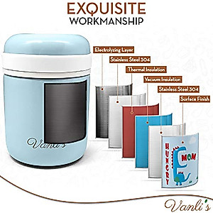 Vanli's Thermos Food Jar - Insulated Food Jar Container w/ Lid for Kids, Stainless Steel, Double-Walled, Wide Mouth Soup Thermos for Hot Drinks, Lunch Containers for Hot Food & Cold Food - 10 oz, Blue