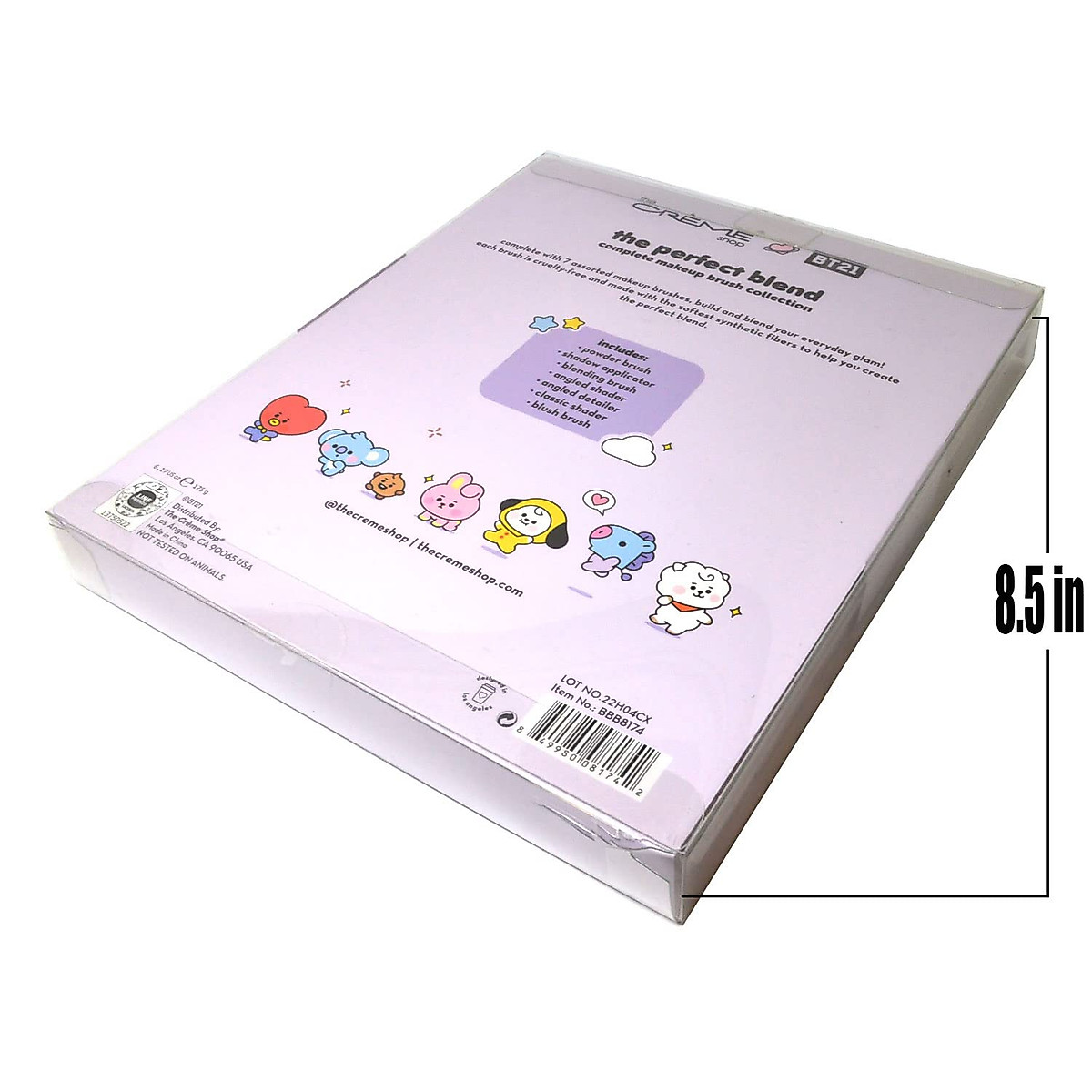 The Creme Crème Shop,BT21 BABY Perfect Blend Brush Collection [ Set of 7 ] Makeup Brushes Set + Free Zipper Bag