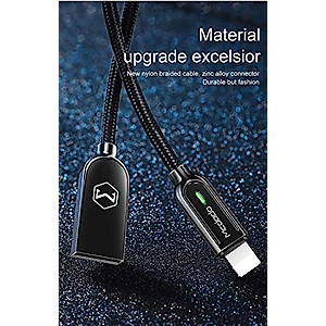 mcdodo Power Off/On Smart LED Auto Disconnect and Auto Recharge Nylon Braided Sync Charge USB Data 6FT/1.8M Cable Compatible with Phone 14/13/12/11 Pro Max List Below (Black, 6FT/1.8M)