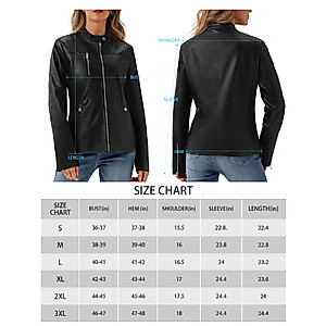 URBEST Women's Faux Leather Jacket Black Motorcycle Moto Biker Short Coat