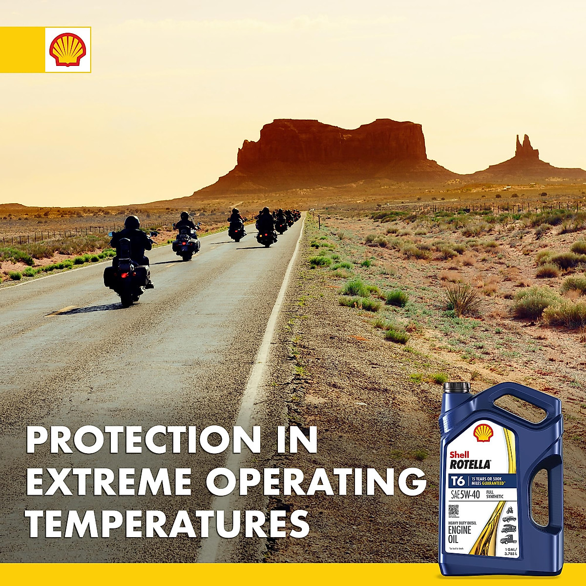 Shell Rotella T6 Full Synthetic 5W-40 Motor Oil, 1 Gallon (3 Pack)