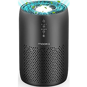 MOOKA Air Purifier for Home Large Room 861 sq ft, H13 HEPA Filter Air Cleaner for Bedroom Office, Odor Eliminator for Allergies and Pets Dander Wildfire Smoke Pollen Dust Mold, Ozone-Free, Night Light