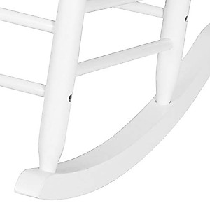 MUPATER Outdoor Rocking Chair Set 3-Piece Patio Wooden Rocker Bistro Set with Foldable Table and Curved Seat, White