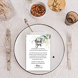 Wedding Thank You Place Setting Cards, Greenery Wedding Reception Thank You Cards, Table Centerpieces and Wedding Decorations, Wedding, Bridal, Engagement, Anniversary, 4x6 Inch, Pack of 50