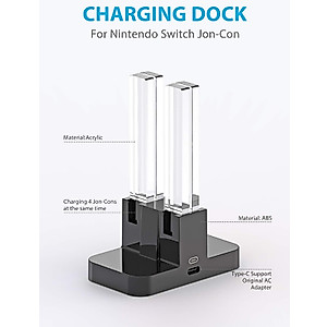 Switch Controller Charger, KINGTOP Switch Joycon Charger Compatible with Nintendo Switch Joy-con, Switch Charger with Individual LED Indicator and USB C Charging Cable