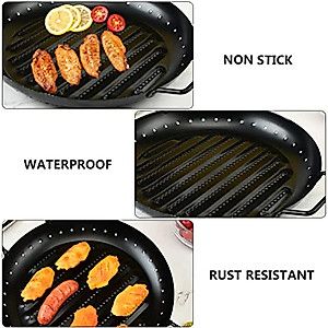 YARDWE Induction Stove Top Grill Plate: Nonstick Grill Pan BBQ Grill Pans Iron Barbecue Grilling Plate for Home Picnic Bbq Camping Portable Cookware 14. 58X11. 79X1. 57in