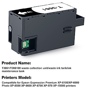 Xcinkjet T366/T3661/T366100 Ink Maintenance Box for XP-15000 XP-6100 XP-970 XP-8700 XP-8800 XP-6000 XP-8600 XP-8500 Expression Premium/Photo Printer