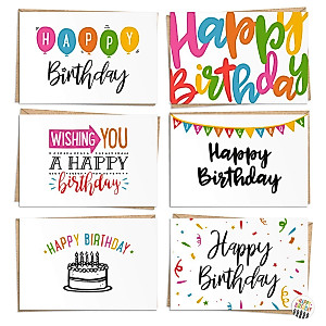 Seymour Butz Bundle of 2 Bulk Greeting Card Sets- 120 Pack Happy Birthday Cards and 120 Pack Thank You Cards – Each Set Includes 6 Designs With Craft Paper Envelopes