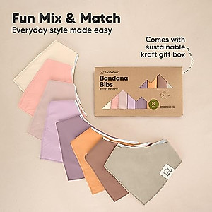 8-Pack Organic Baby Bandana Drool Bibs for Girls - Super Absorbent Baby Bibs for Baby Girls, Baby Boys, Soft Cotton Bandana Bibs, Baby Drool Bib, Teething Bibs for Infant, Toddler, Bib Girl (Mauve)