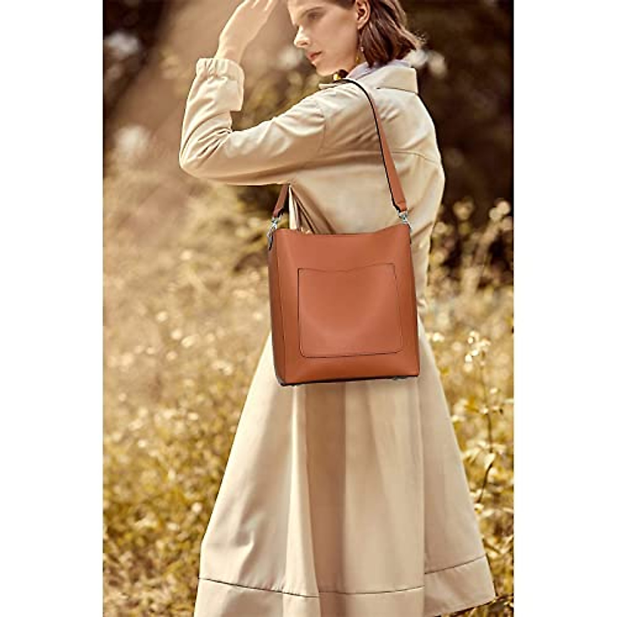 BROMEN Hobo Bags for Women Designer Shoulder Bucket Brown and Women Wallets Brown Bundle