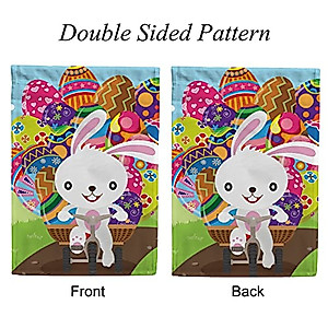 My Little Nest Seasonal Garden Flag Easter Bunny Deliver Eggs Vertical Garden Flags Double Sided for Home Farmhouse Yard Holiday Flag Outdoor Decoration Banner 12"x18"