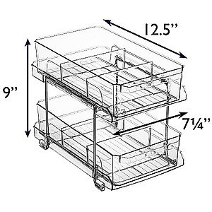 ClearSpace Under Sink Organizer with Dividers – Perfect as Kitchen Cabinet Organizer or Bathroom Organization – Medicine Cabinet Organizer and Slide-Out Storage with handles for Home and Bath – 2 Pack